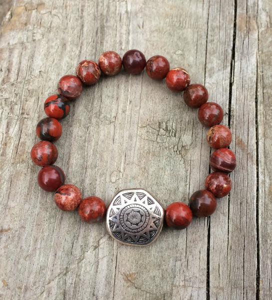 Red Stone and Silver Bracelet, Southwestern Red Jewelry – Rustica Jewelry